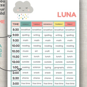 Kids Daily Planner Kids Schedule - Editable Printable Fillable Template ...