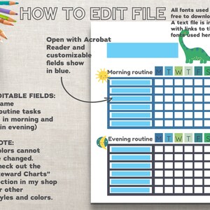 Dinosaur Chart Routine Chart Editable Printable Kids Chart PDF - Day ...