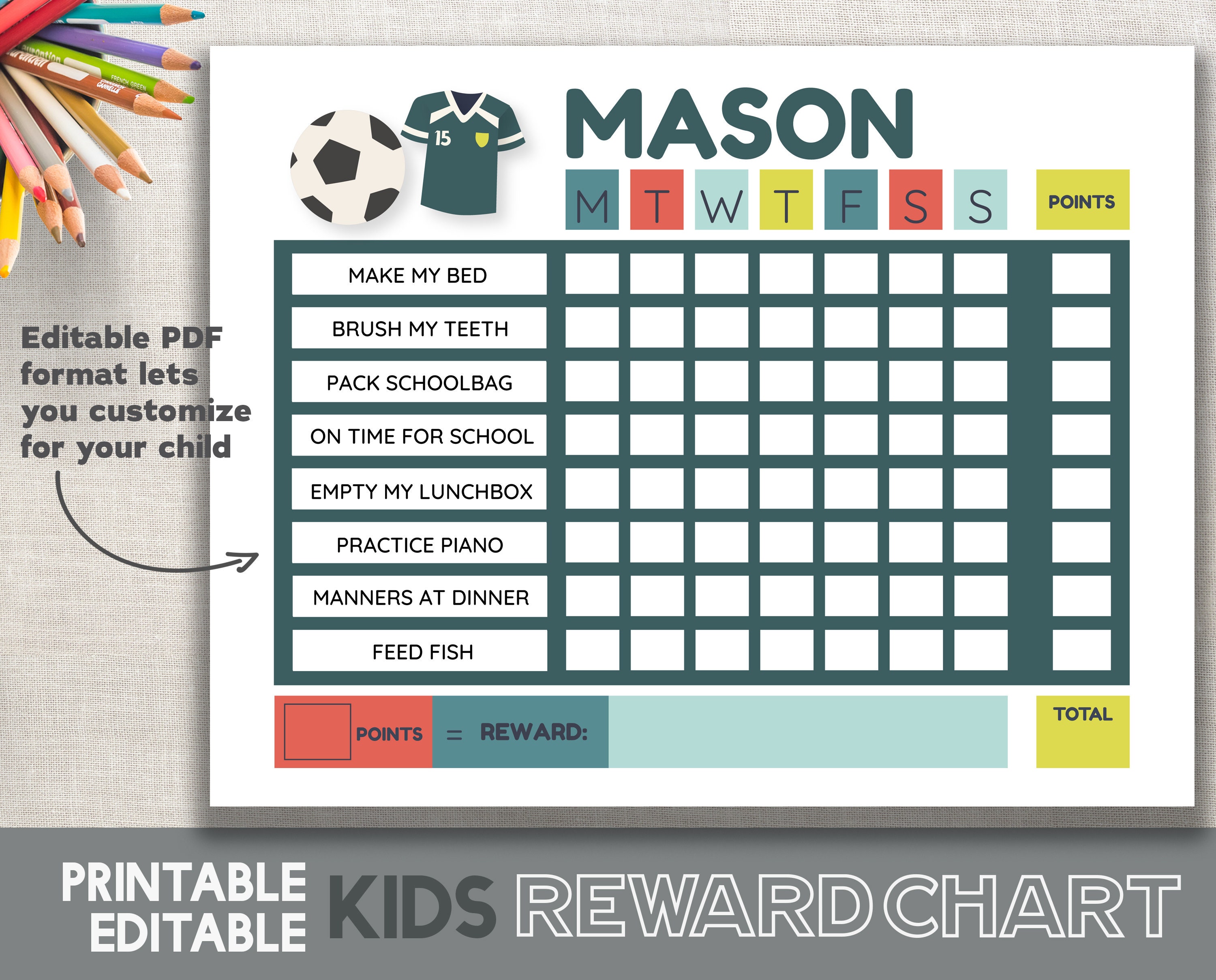 Responsibility Chart Sports Reward Chart - Sports Chart - Behavior ...