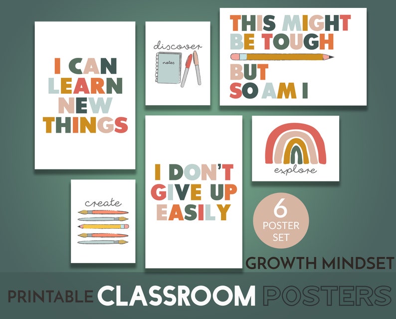 Growth Mindset Printable Poster Set Set of 6 Printable | Etsy Canada