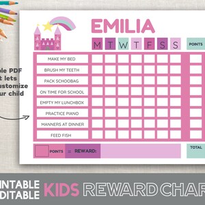 Purple Reward Chart Printable Kids Chart Routine Behavior Reward Chart ...