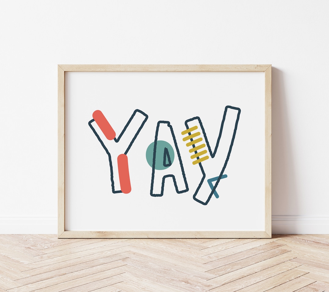 Yay Hooray Fun Art Print - Boy Printable Wall Art - Digital Art Print ...