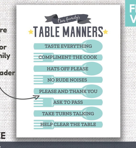 Table Manners For Kids Poster