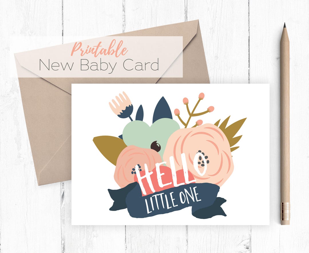 Baby Card Printable Instant Download Baby Shower New Baby Greeting Card ...