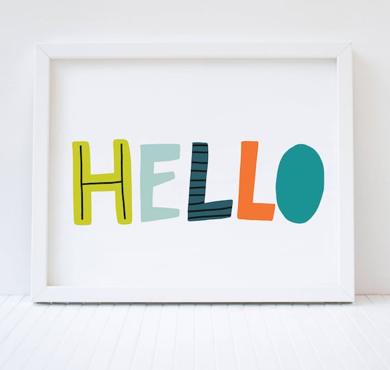 Hello Kids Printable Art Hello Art Print Hello Printable | Etsy