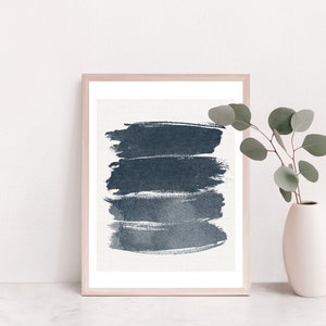 Navy Blue Watercolor Art Printable Scandinavian Watercolor Art Print ...