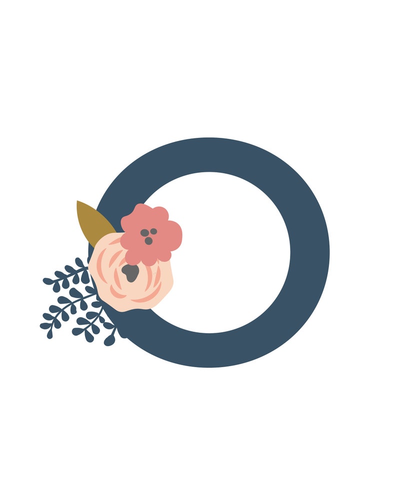 O Monogram Printable O Initial O Letter Nursery Floral Letter | Etsy