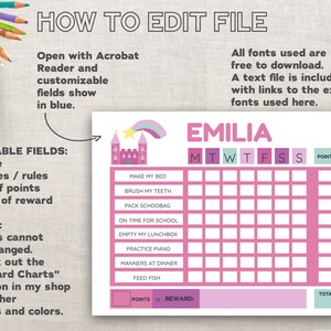 Purple Reward Chart Printable Kids Chart Routine Behavior Reward Chart ...