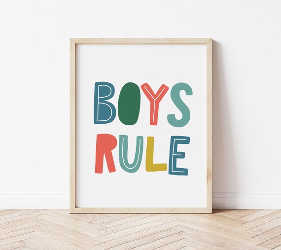 Boys Rule Art Print Boy Room Decor Boys Rule Printable | Etsy
