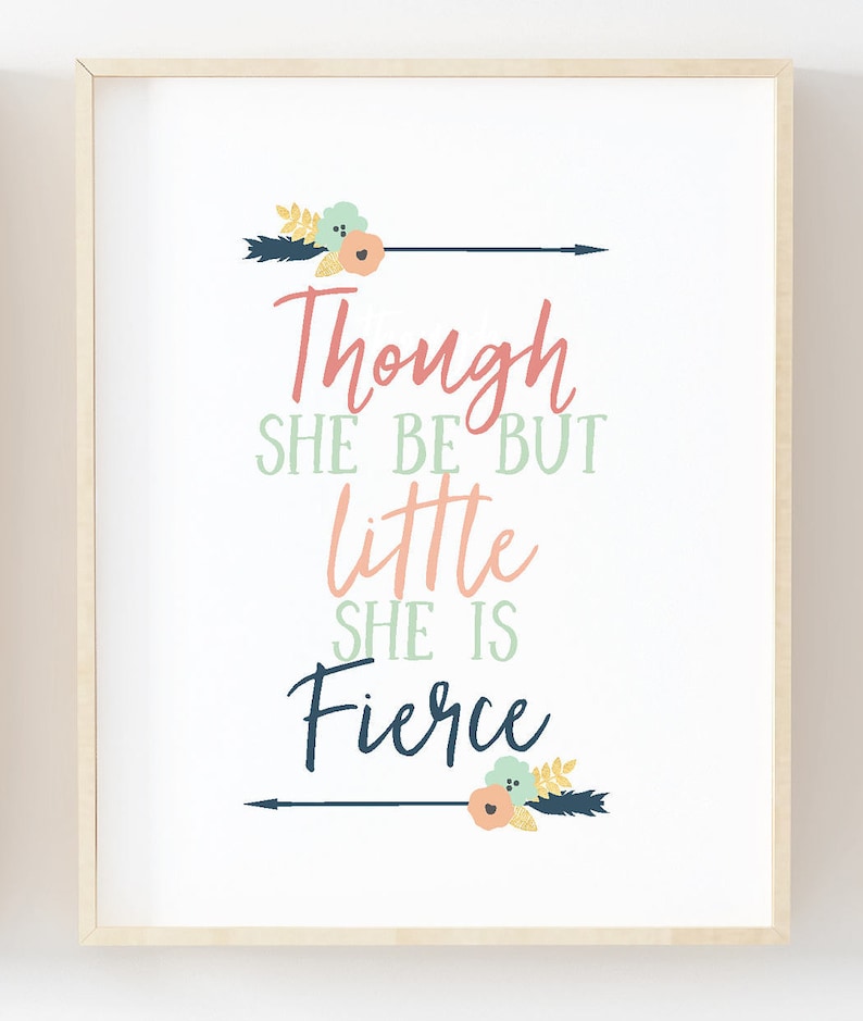 Floral Nursery Gallery Wall Set of 3 Though She Be Little She - Etsy