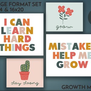 Classroom Posters Printable Set of 4 Growth Mindset Digital Art Prints ...