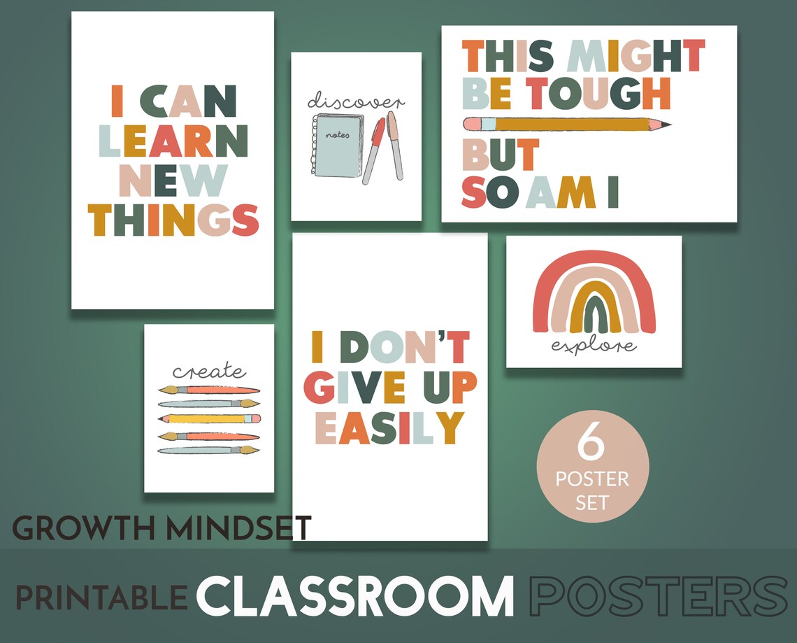 Growth Mindset Printable Poster Set Set of 6 Printable | Etsy Canada