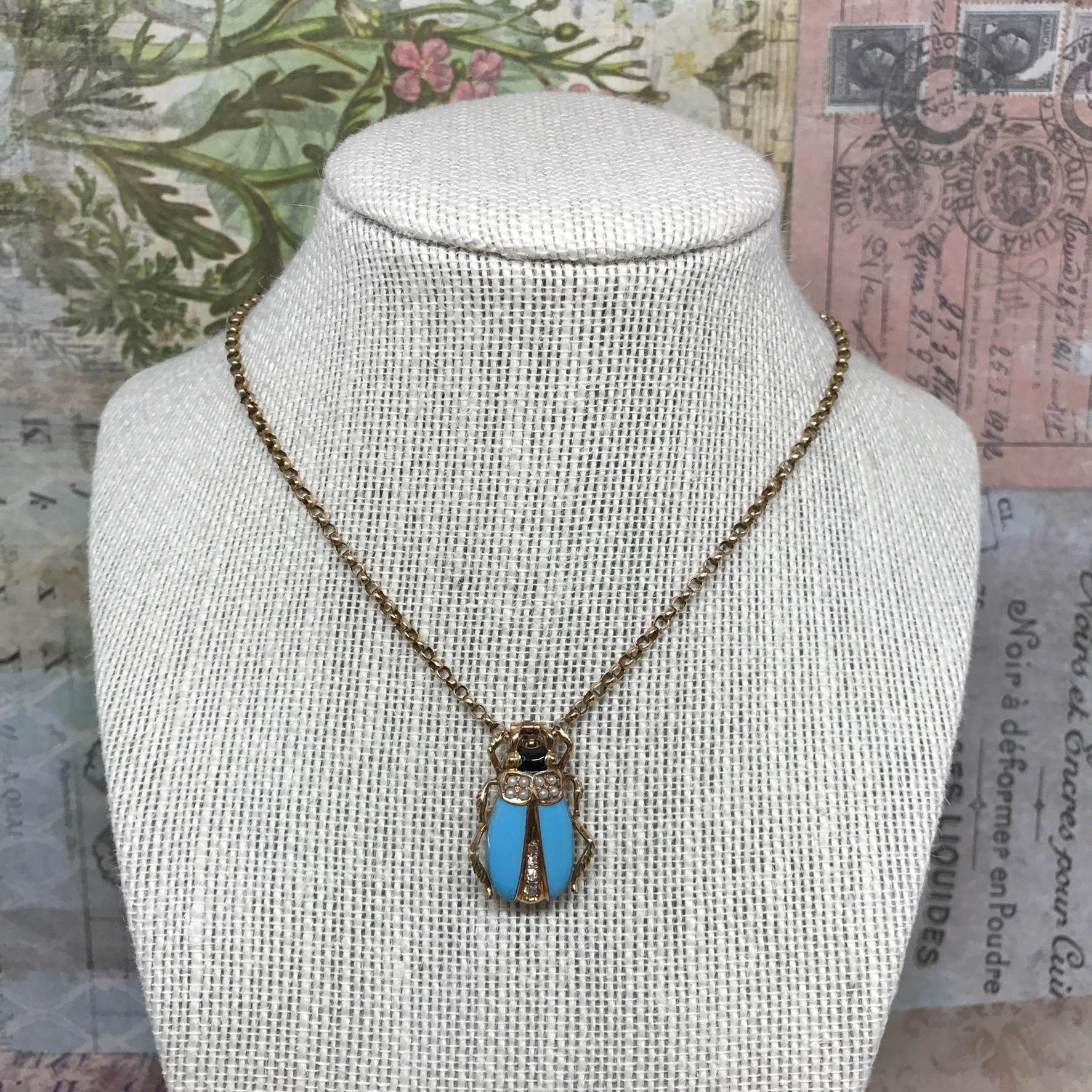 RESERVED for Amy B - Antique Victorian Enamel Beetle Insect Bug diamond ...