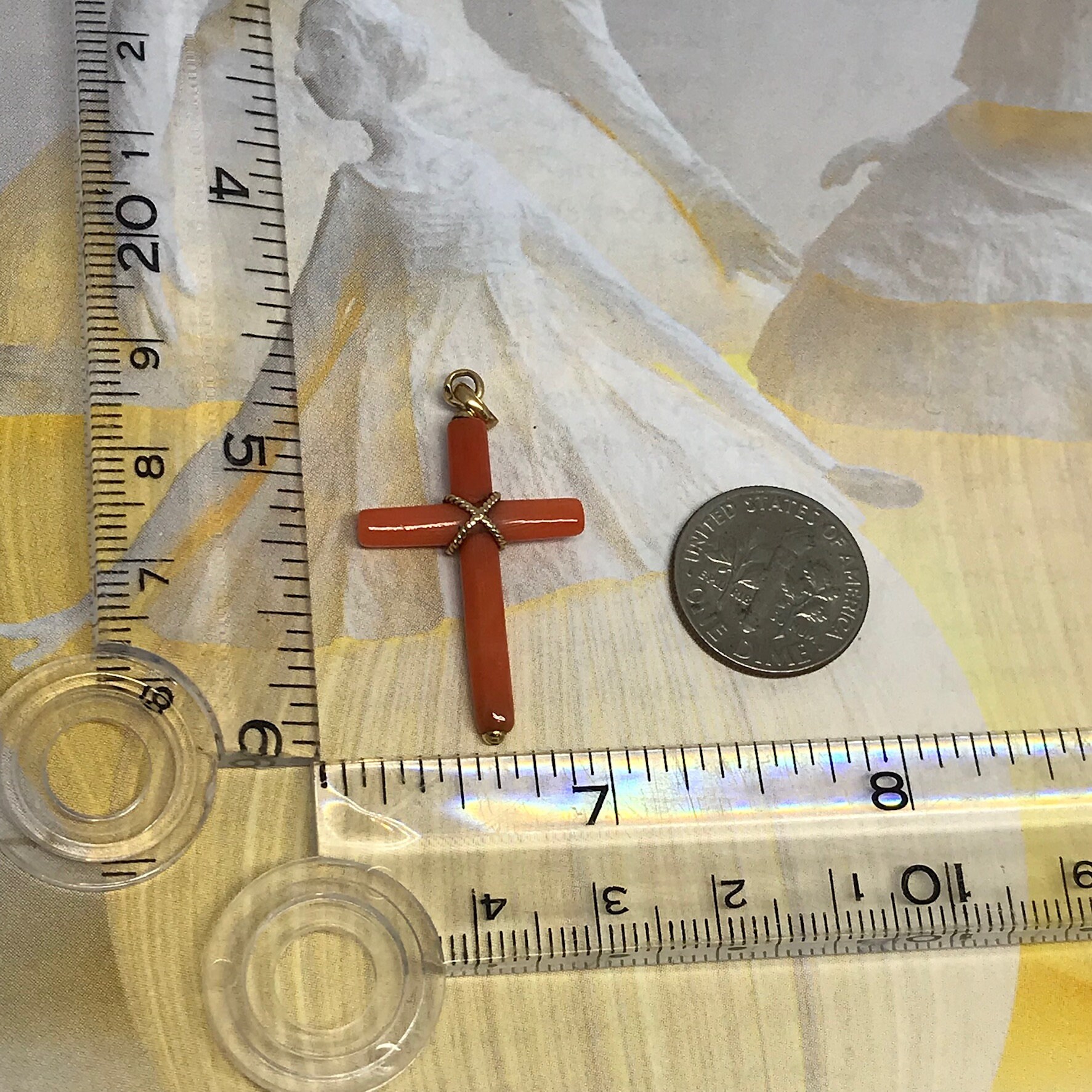 Antique Victorian Coral Cross Pendant In 18ct