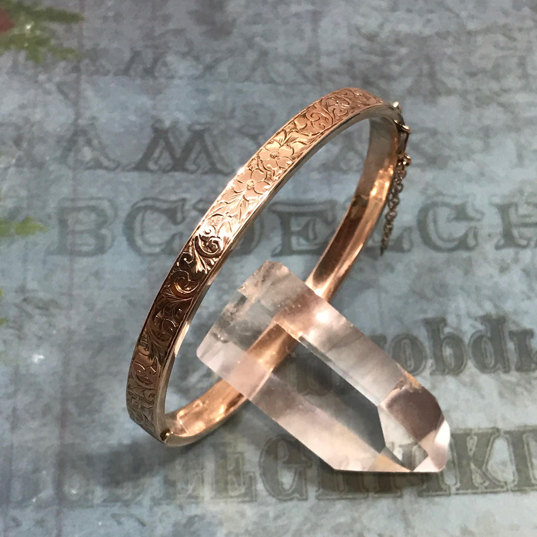 Antique Victorian Rose Gold Bangle in 9ct, Full Birmingham Hallmarks 1905