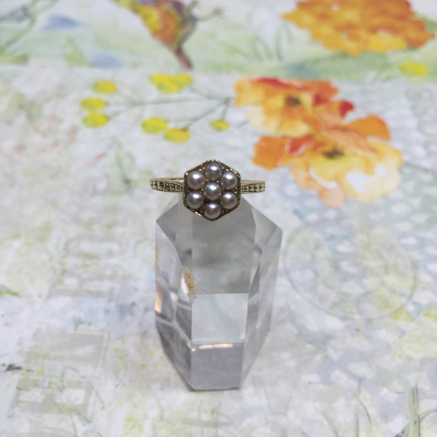 Vintage 14k Seed Pearl Ring - Wedding ring / Anniversary ring