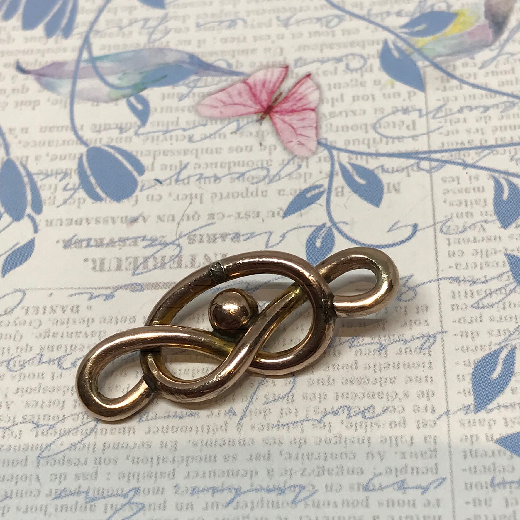 Antique Victorian 9ct Rose Gold Love Knot Enhancer Pendant