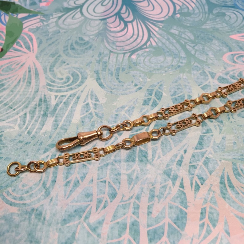 Antique Victorian Fancy Chain Necklace in 14k Gold / Fancy Link ...