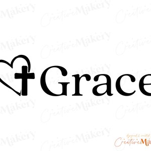 Grace Heart & Cross SVG Cut File Cross SVG Grace Svg - Etsy