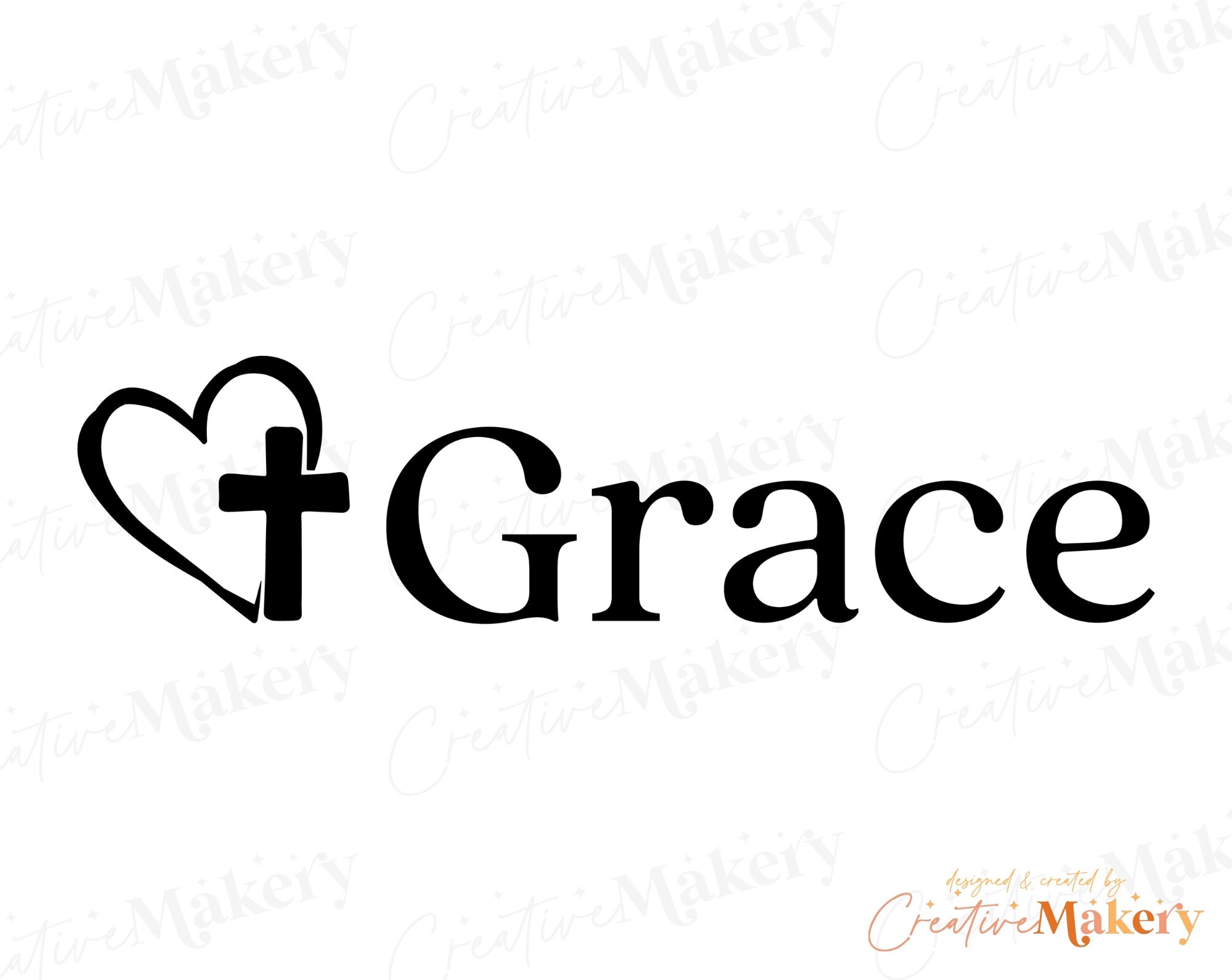 Grace Heart & Cross SVG Cut File Cross SVG Grace Svg - Etsy