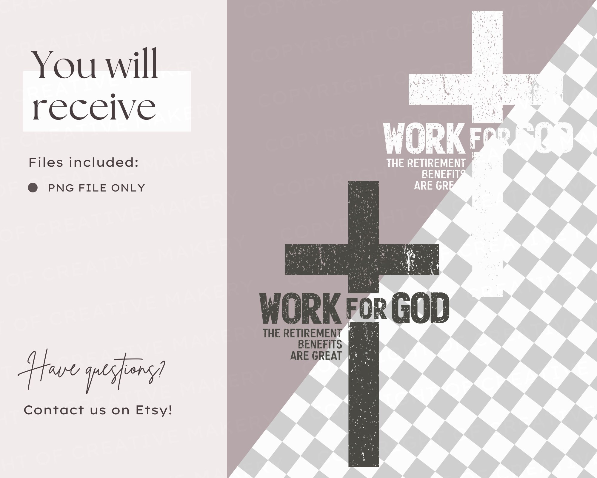 Work for God PNG Tshirt Png Silhouette Cricut Christian Png DTF Print ...