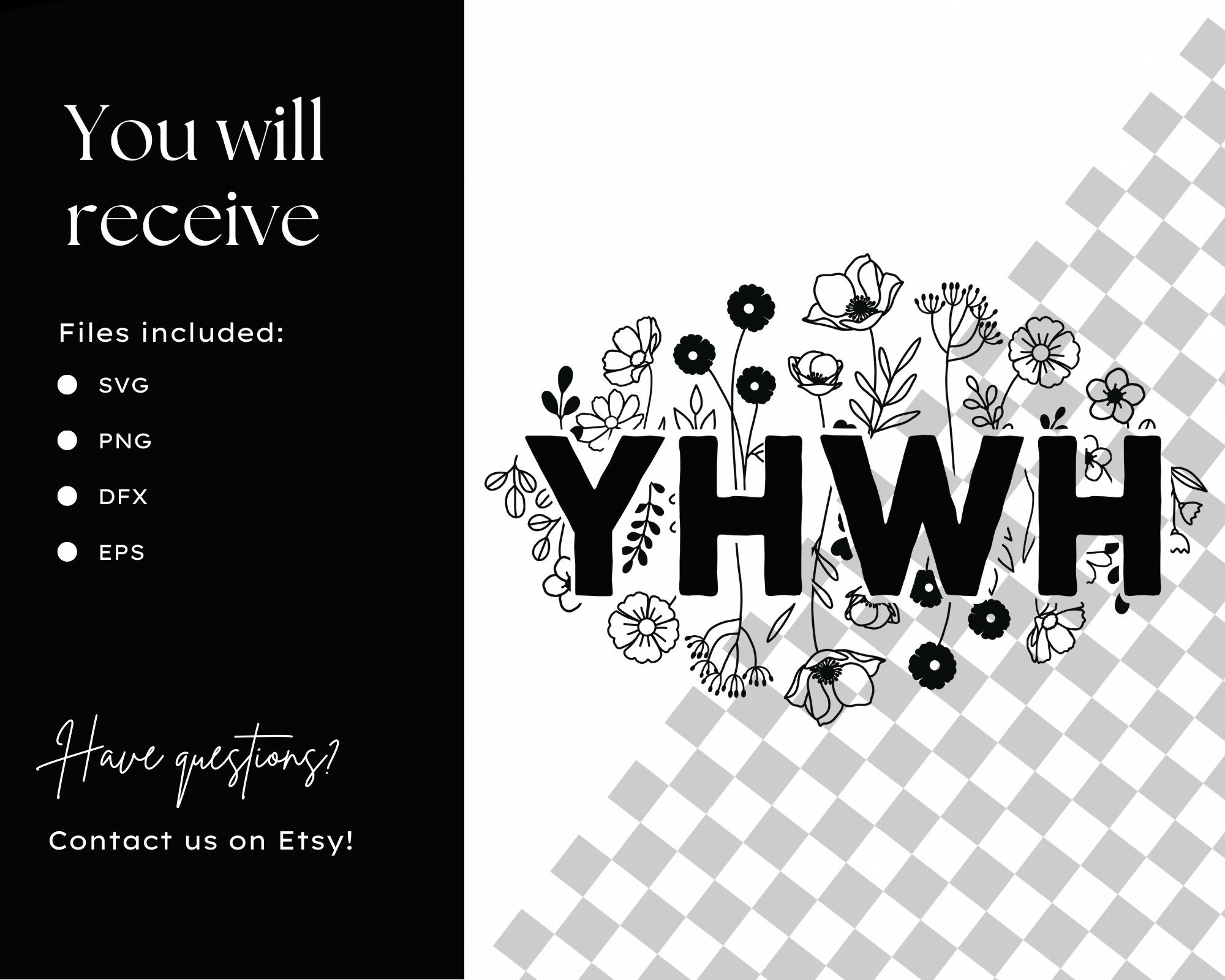 YHWH Flowers SVG, YHWH Png, Jesus Svg, Faith Svg, Christian Svg, Tshirt ...