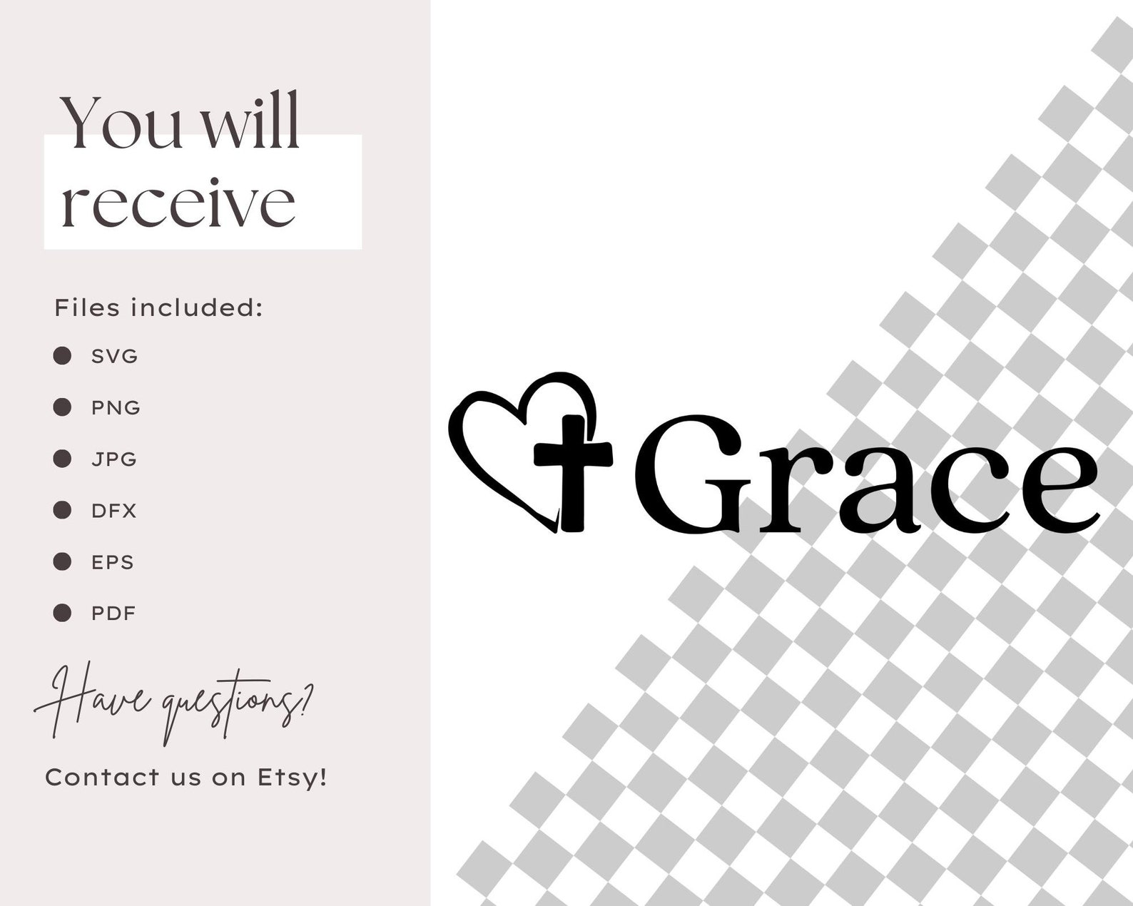 Grace Heart & Cross SVG Cut File Cross SVG Grace Svg Christian Svg ...