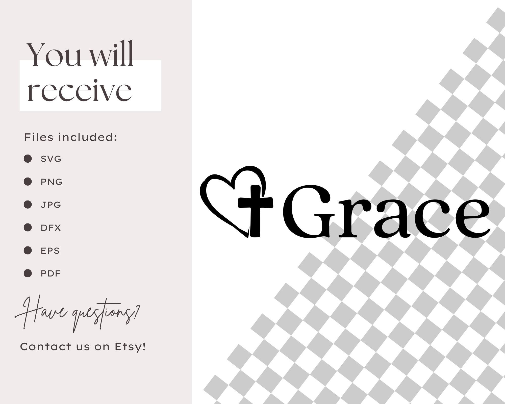 Grace Heart & Cross SVG Cut File Cross SVG Grace Svg Christian Svg ...