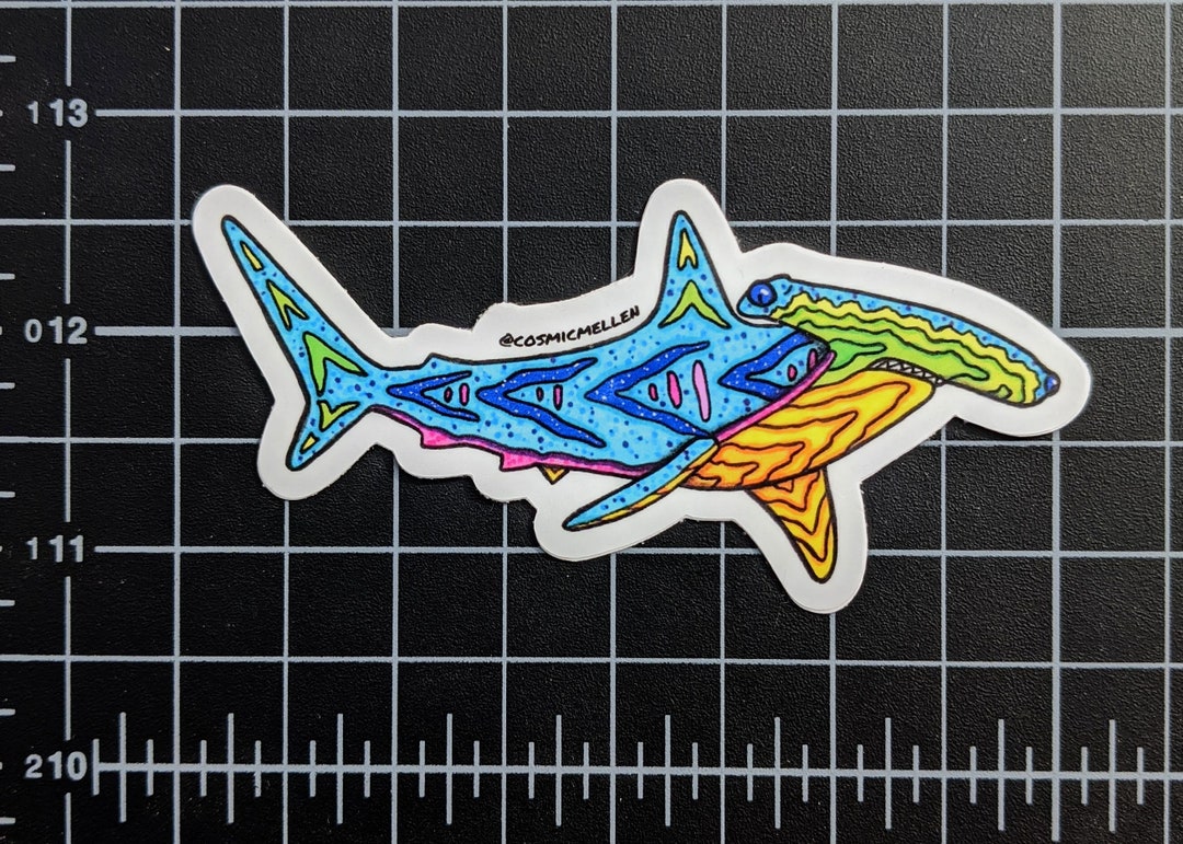 Sticker | Psychedelic Shark Sticker | Water Bottle Sticker | Laptop ...