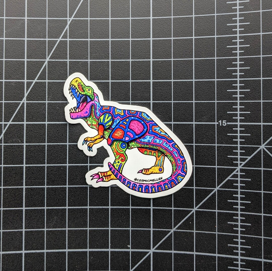 Trippy Dinosaur Sticker | Psychedelic Sticker | T-rex Sticker ...