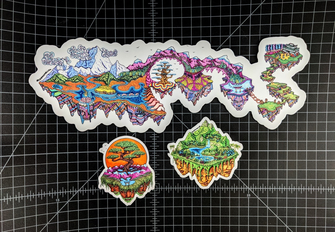 Floating Island Sticker Pack | Psychedelic Stickers | Trippy Stickers ...