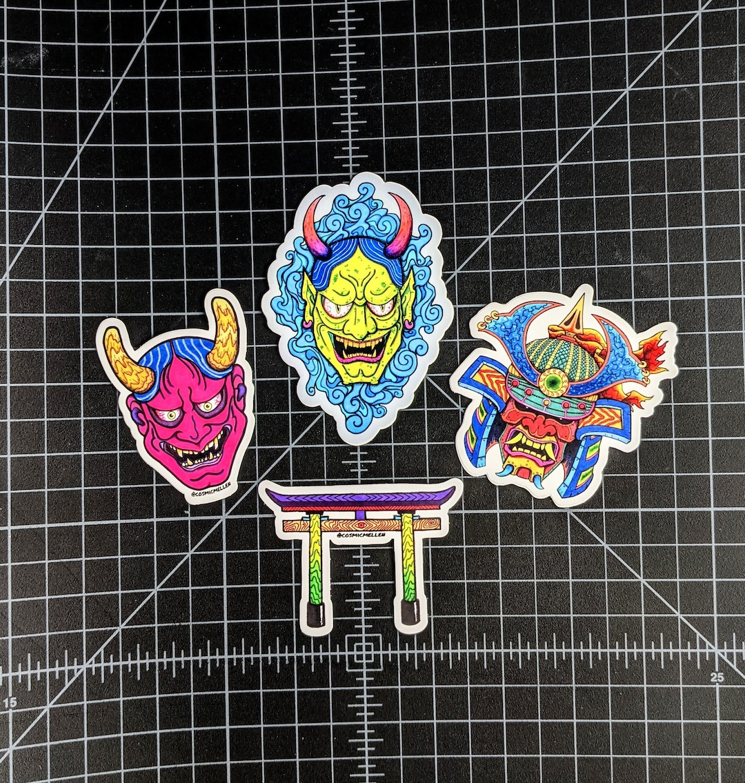 Oni Sticker Pack (4) | Japanese Stickers | Laptop Sticker | Hydro Flask ...