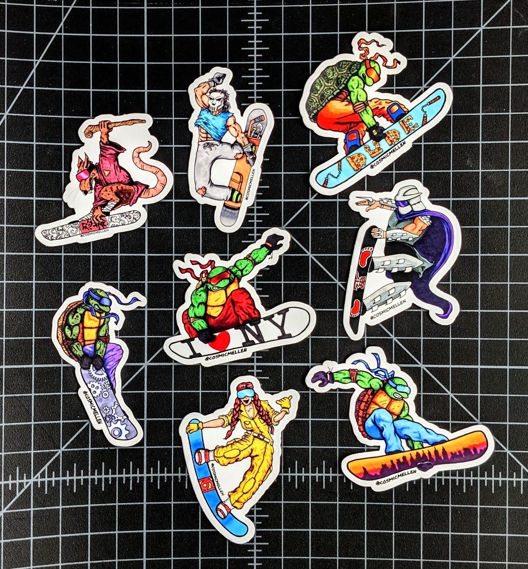 TMNT Snowboard Sticker Pack TMNT Stickers Water Bottle - Etsy