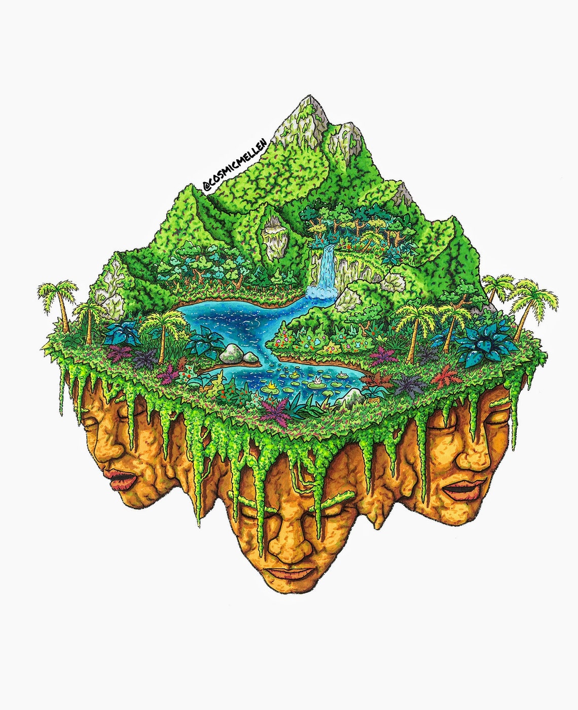 Sticker Trippy Sticker Laptop Sticker Floating Island - Etsy