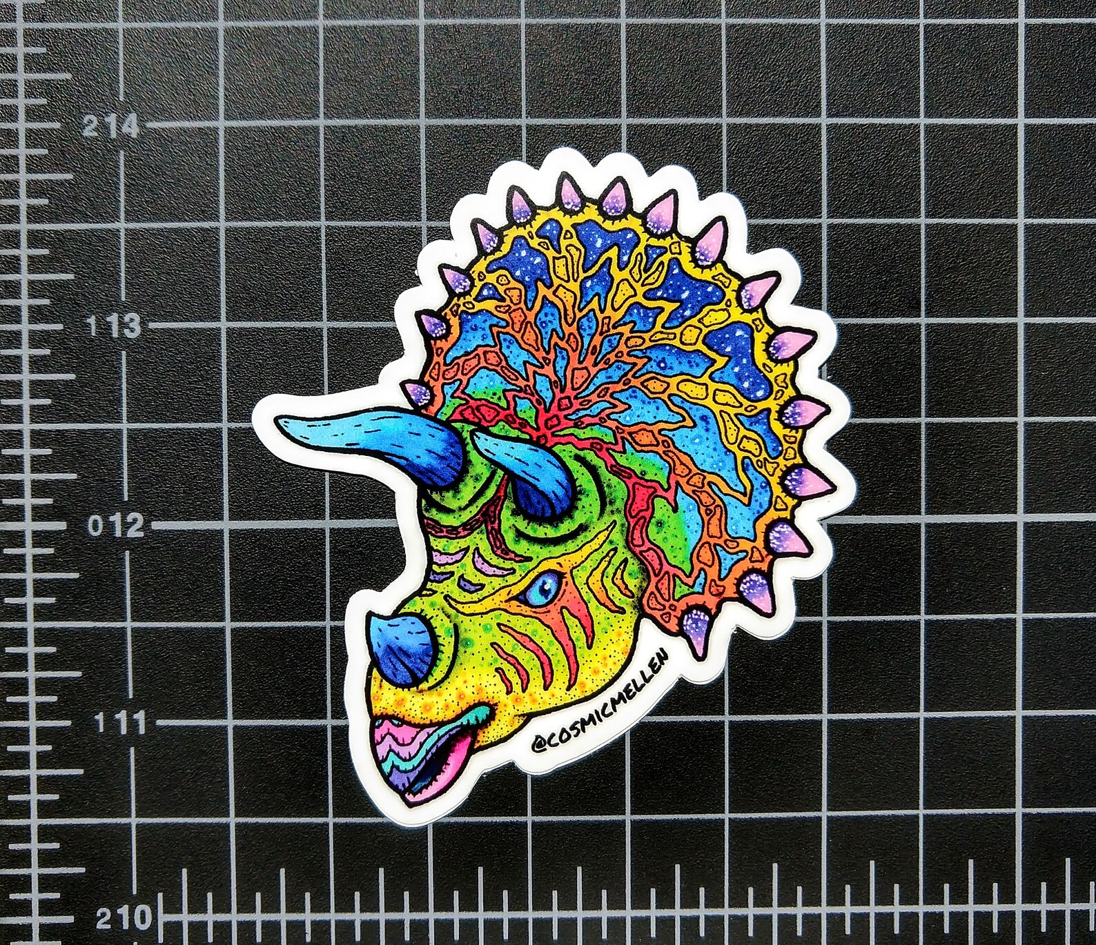 Trippy Dinosaur Sticker | Triceratops Sticker | Psychedelic Sticker ...