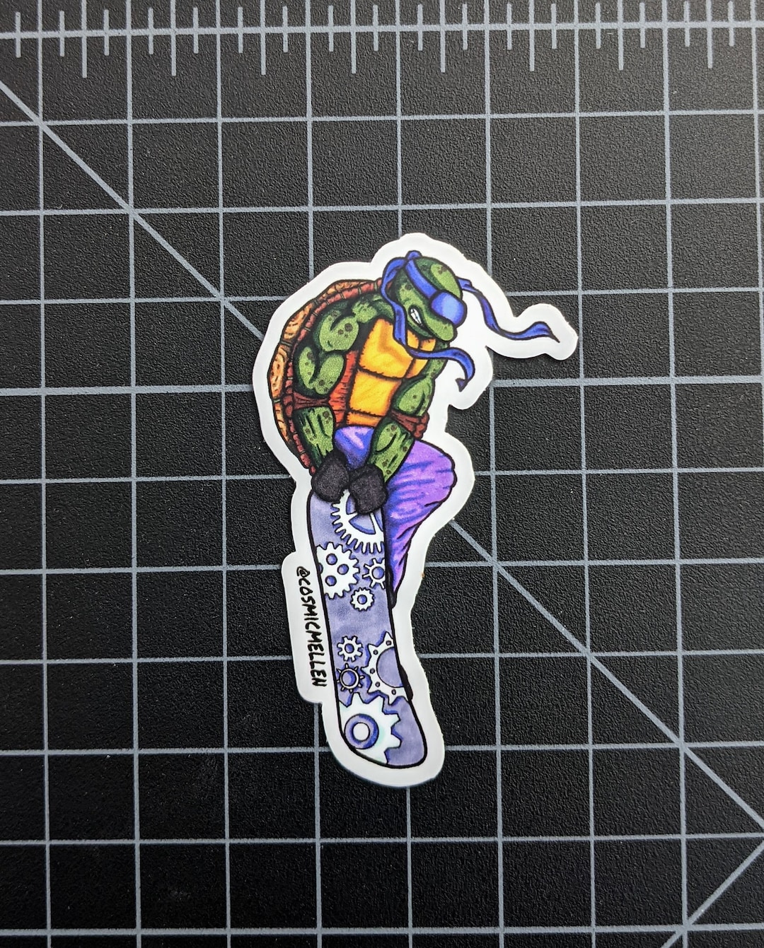 Purple Bandana Turtle Sticker | Turtle Sticker | "snowboarding Donnie ...