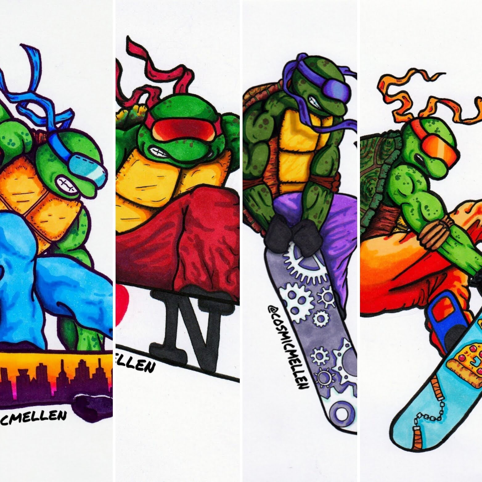 TMNT Snowboard Sticker Pack TMNT Stickers Water Bottle - Etsy