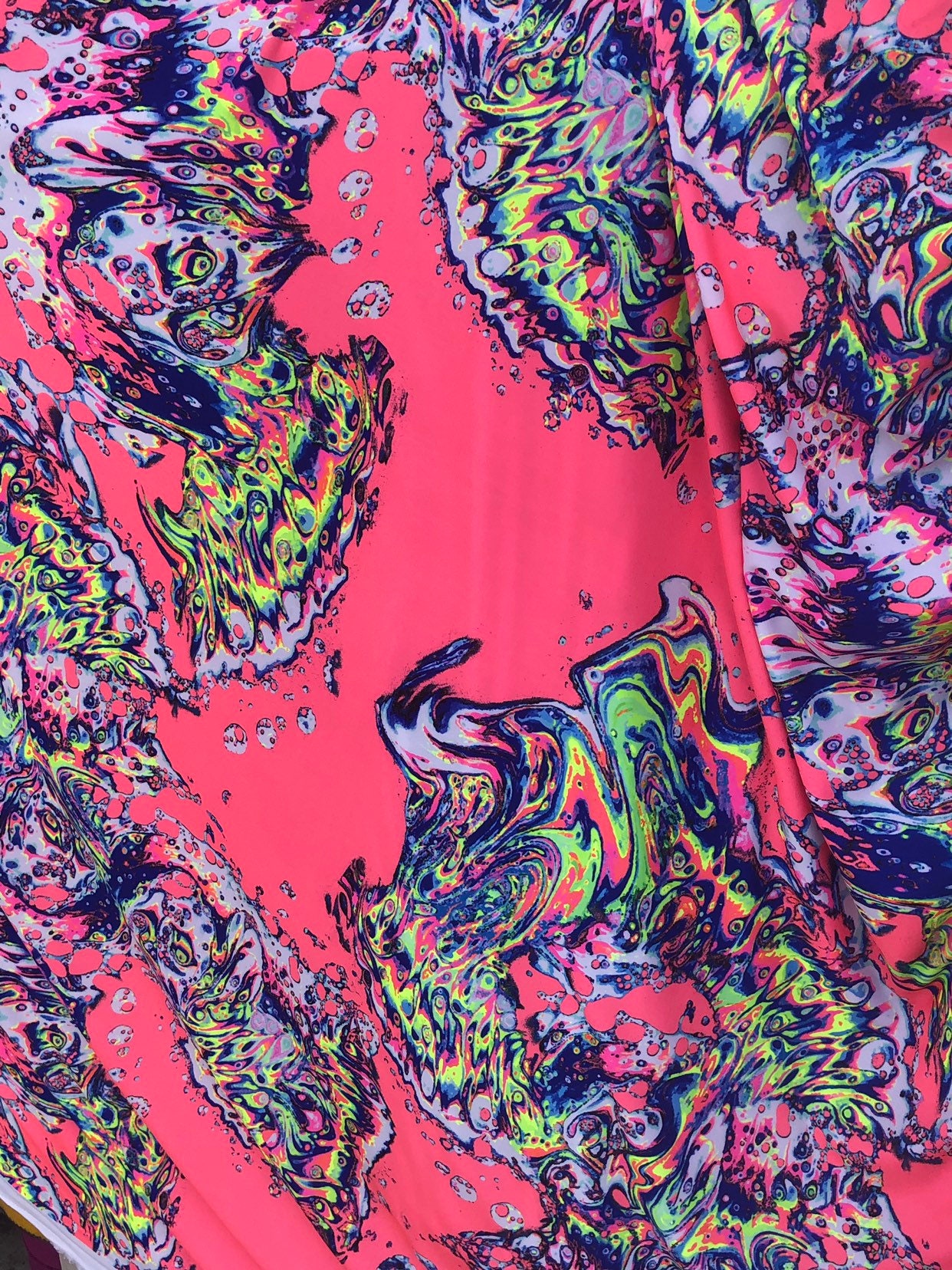 New Lava Splash Print Neon Coral Color on 4 Way Stretch Poly - Etsy