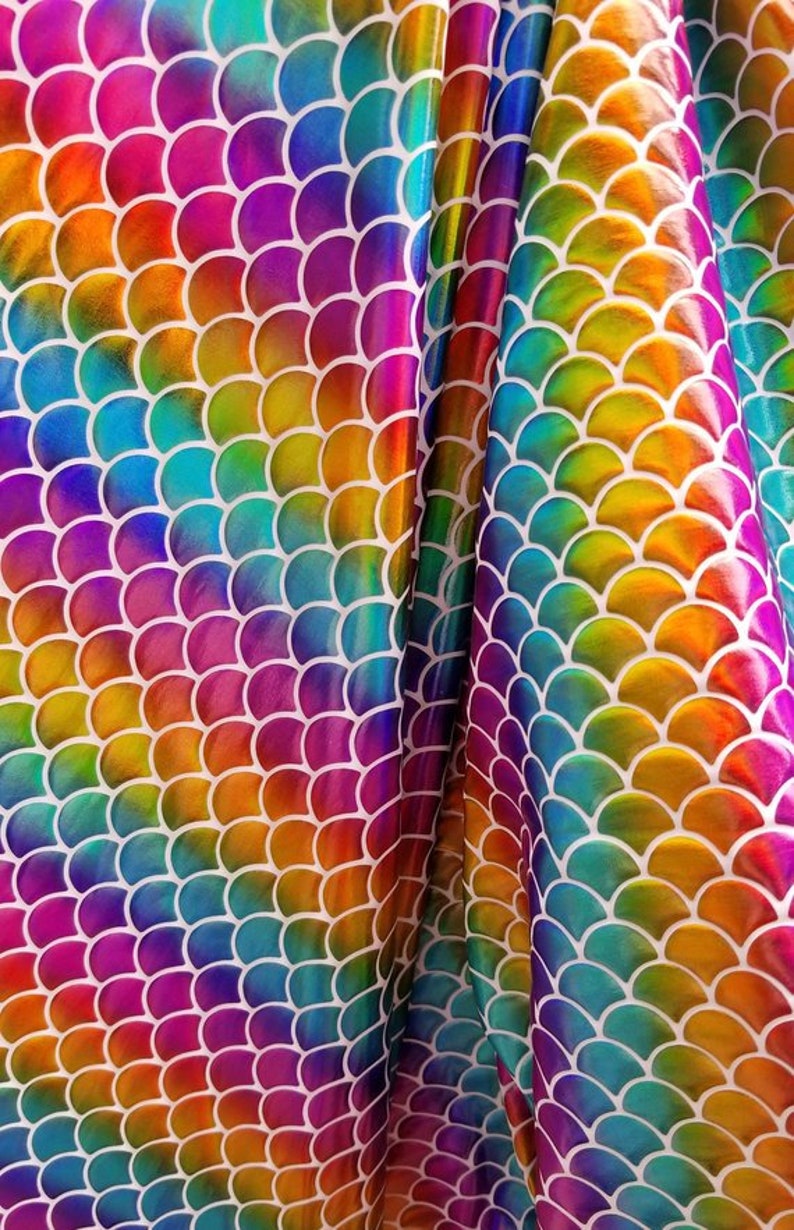 Rainbow Mermaid Fish Scales on 4 Way Stretch Foil Spandex - Etsy