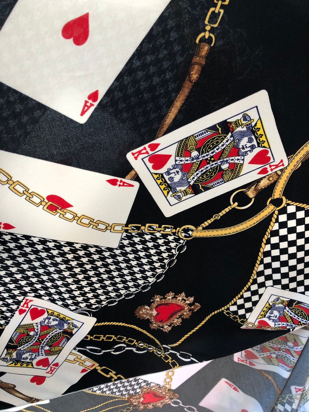 Playing Cards With Chains All Over on 4 Way Stretch Poly | Etsy