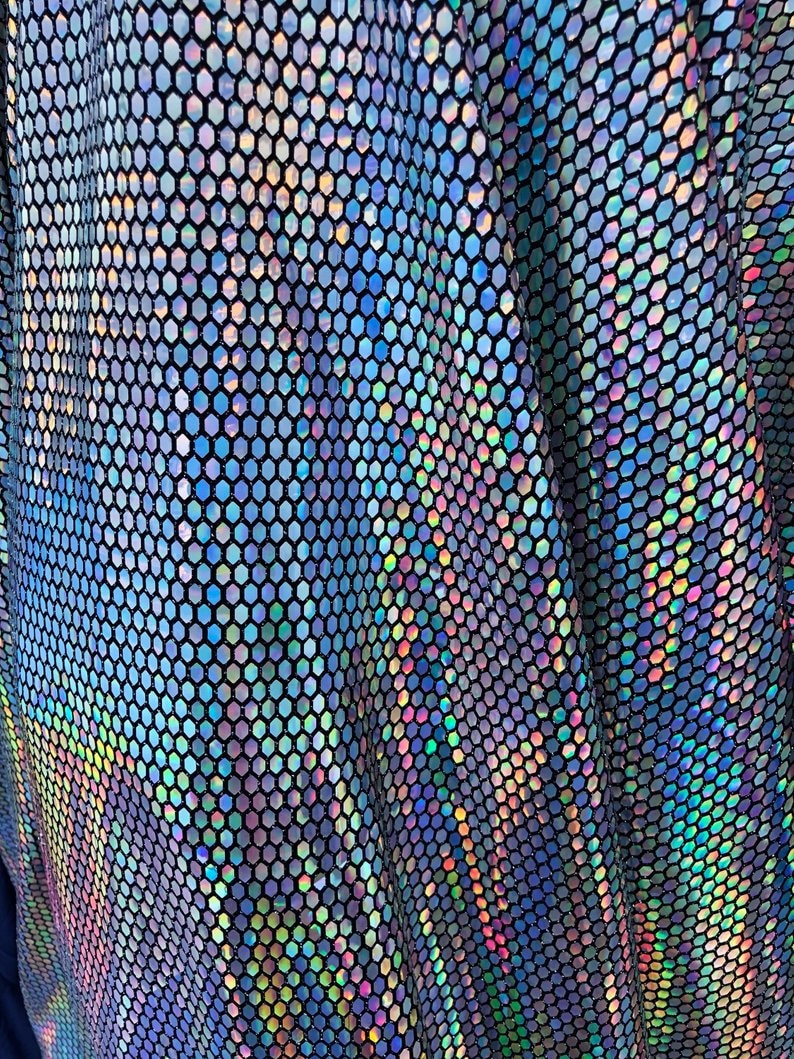 New Geometric Honeycomb Flat Mirror Silver IRIDESCENT Sequins - Etsy