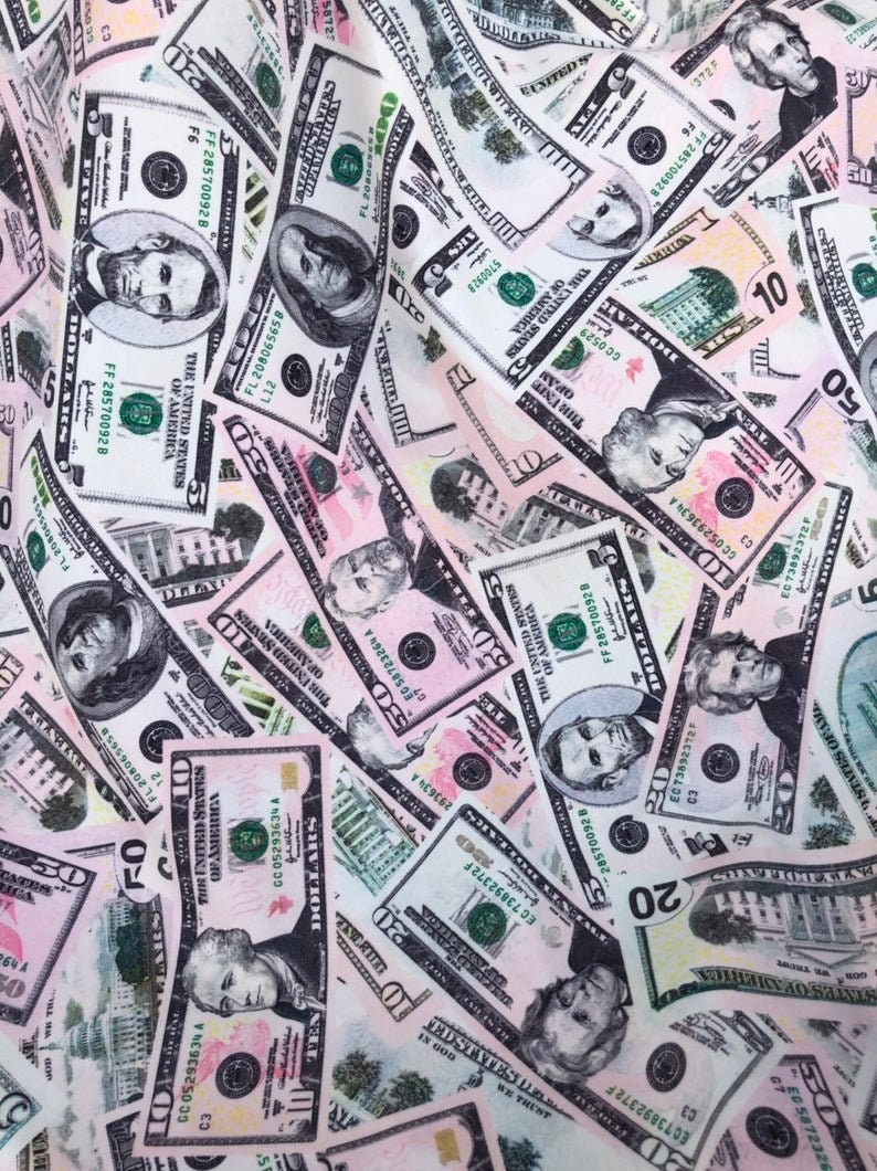 Multi Dollar Money Print Fabric on Four Way Stretch Poly | Etsy
