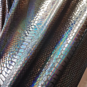 Iridescent / Two Tone Metallic Foil Snake/reptile Design on Ice Velvet ...