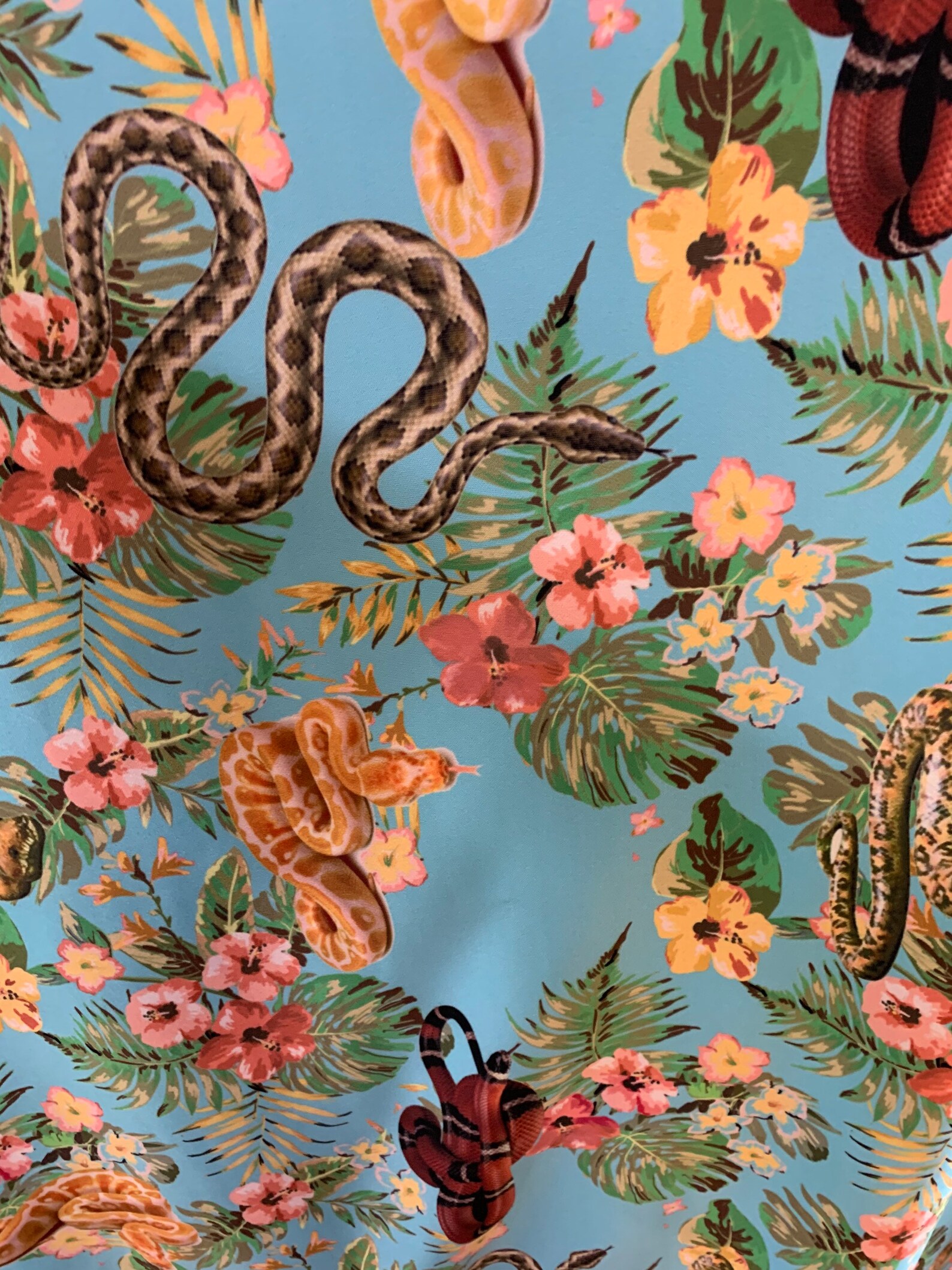 New Floral and Snakes All Over Print on Stretch Poly Spandex | Etsy