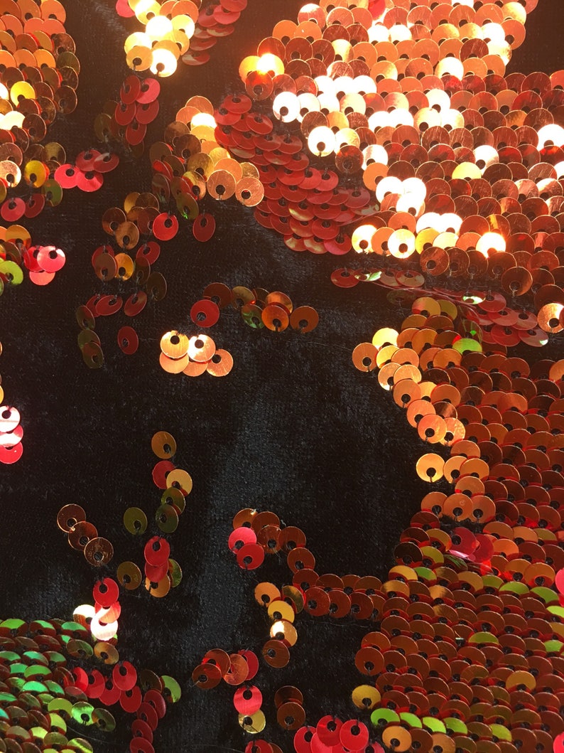 New Scattered Mermaid Reversible Iridescent Red Flip up Sequin - Etsy