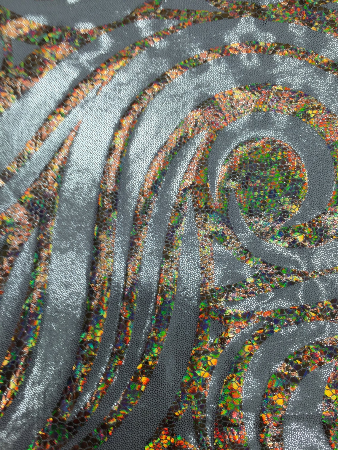 Rolex Design or Swirly Design on White Fabric Silver Mystique - Etsy