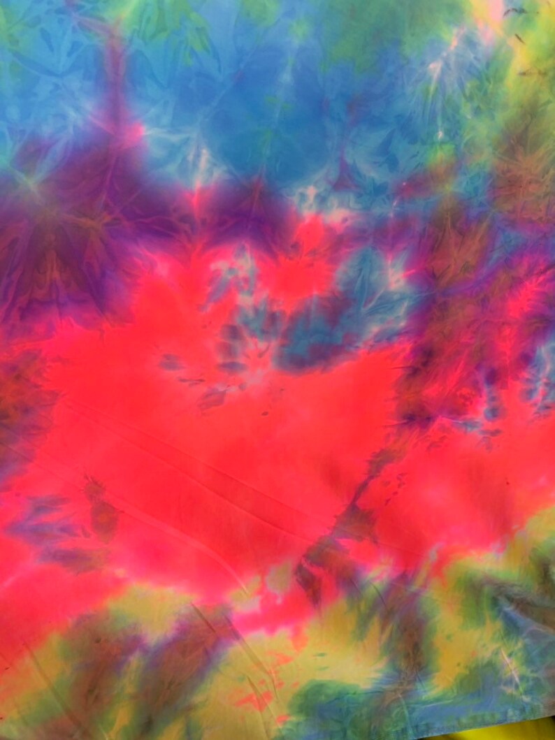 Rainbow Pink Green Yellow And Blue Tie Dye Print On 4 Way Etsy