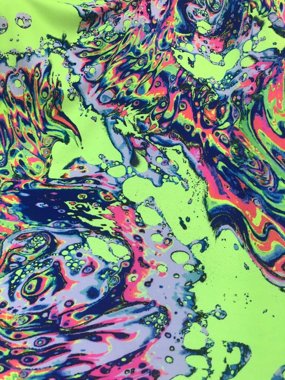 New Lava Splash Print Neon Yellow Color on 4 Way Stretch Poly | Etsy