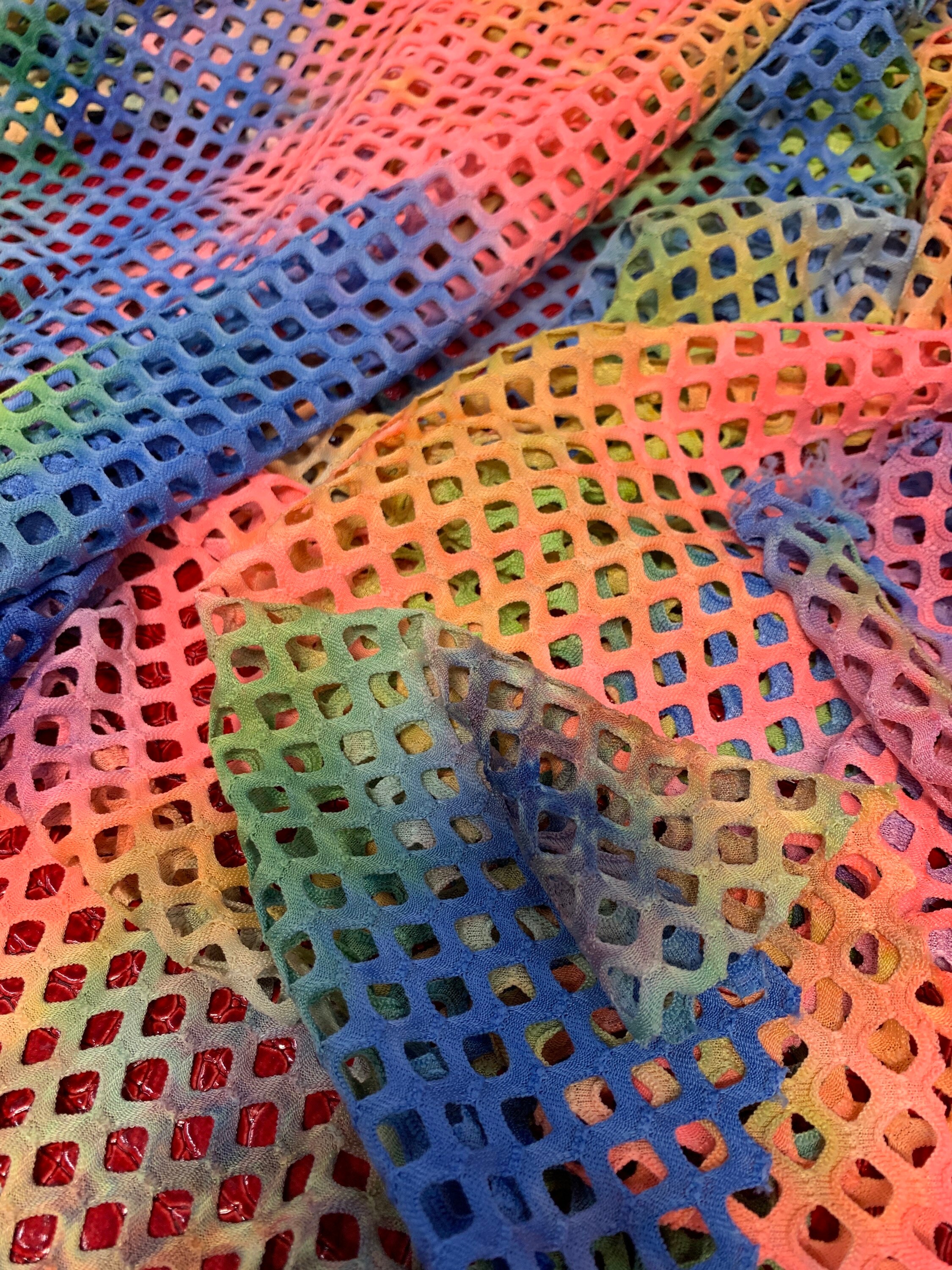 Pastel rainbow tie dye 4 way stretch See Through Fishnet Mesh | Etsy