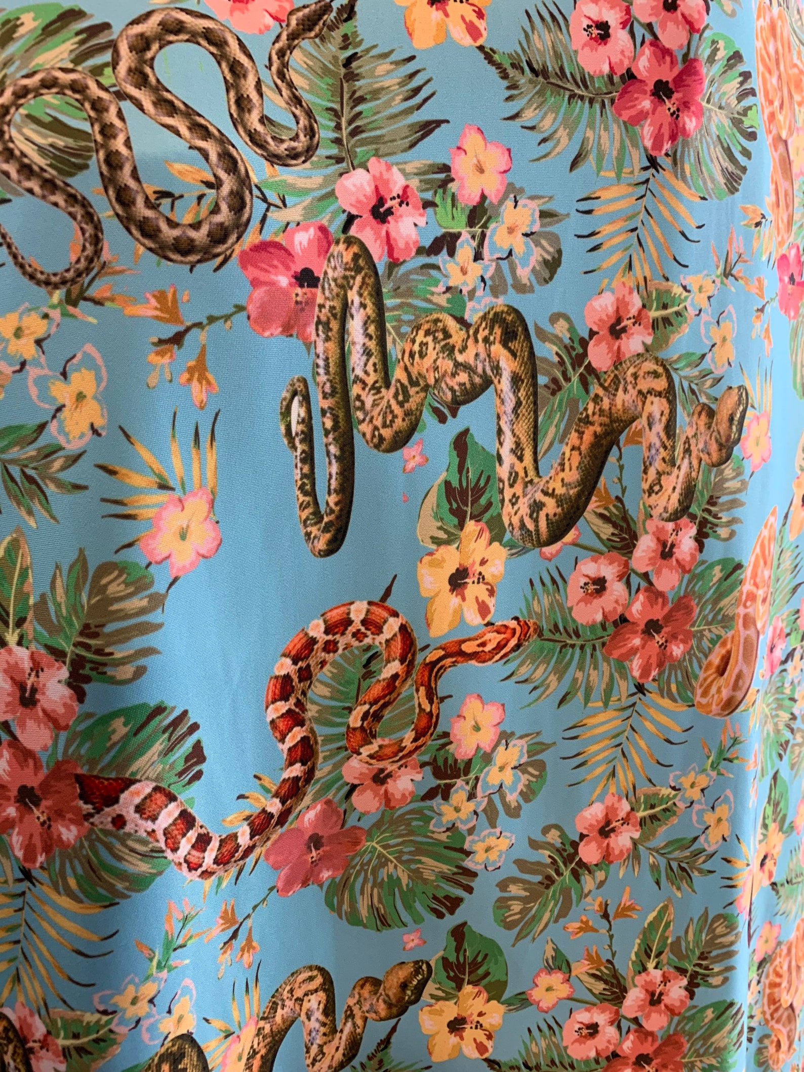 New Floral and Snakes All Over Print on Stretch Poly Spandex | Etsy